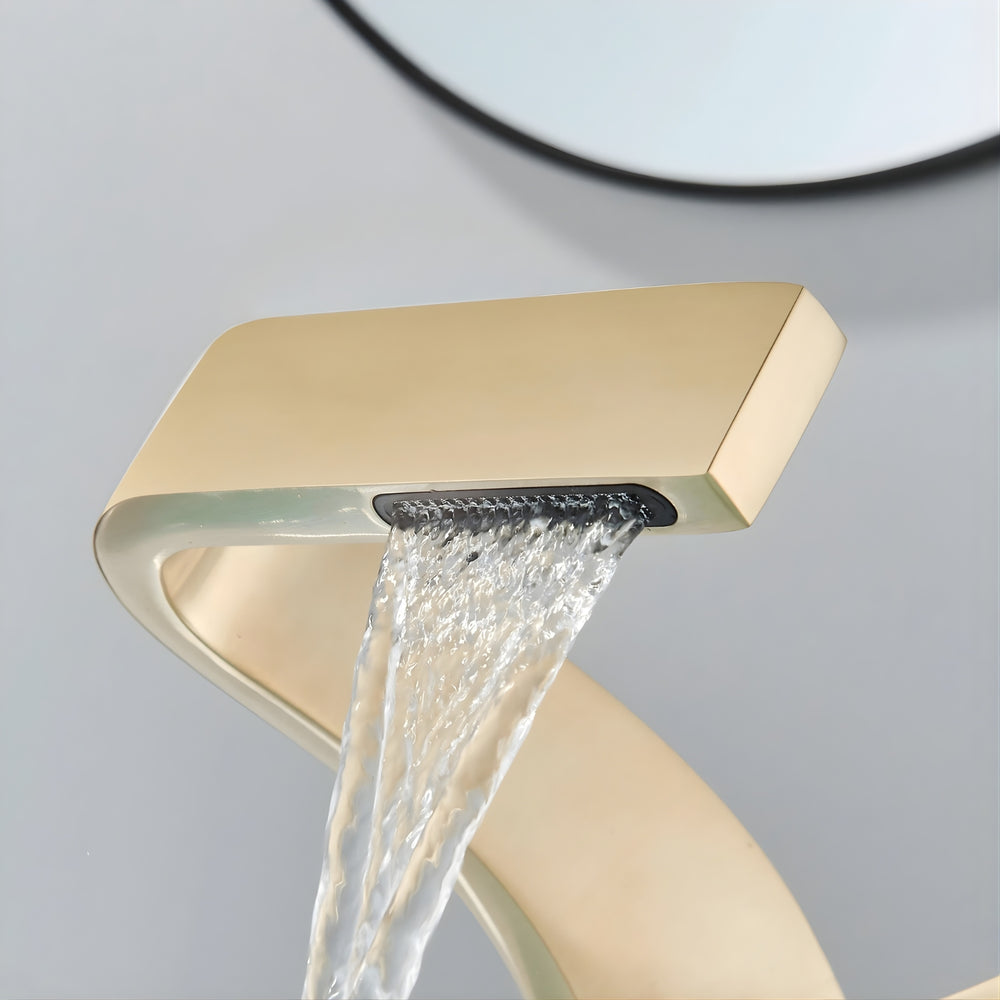 Solna - Waterfall Single Lever Brass Bathroom Sink Faucet