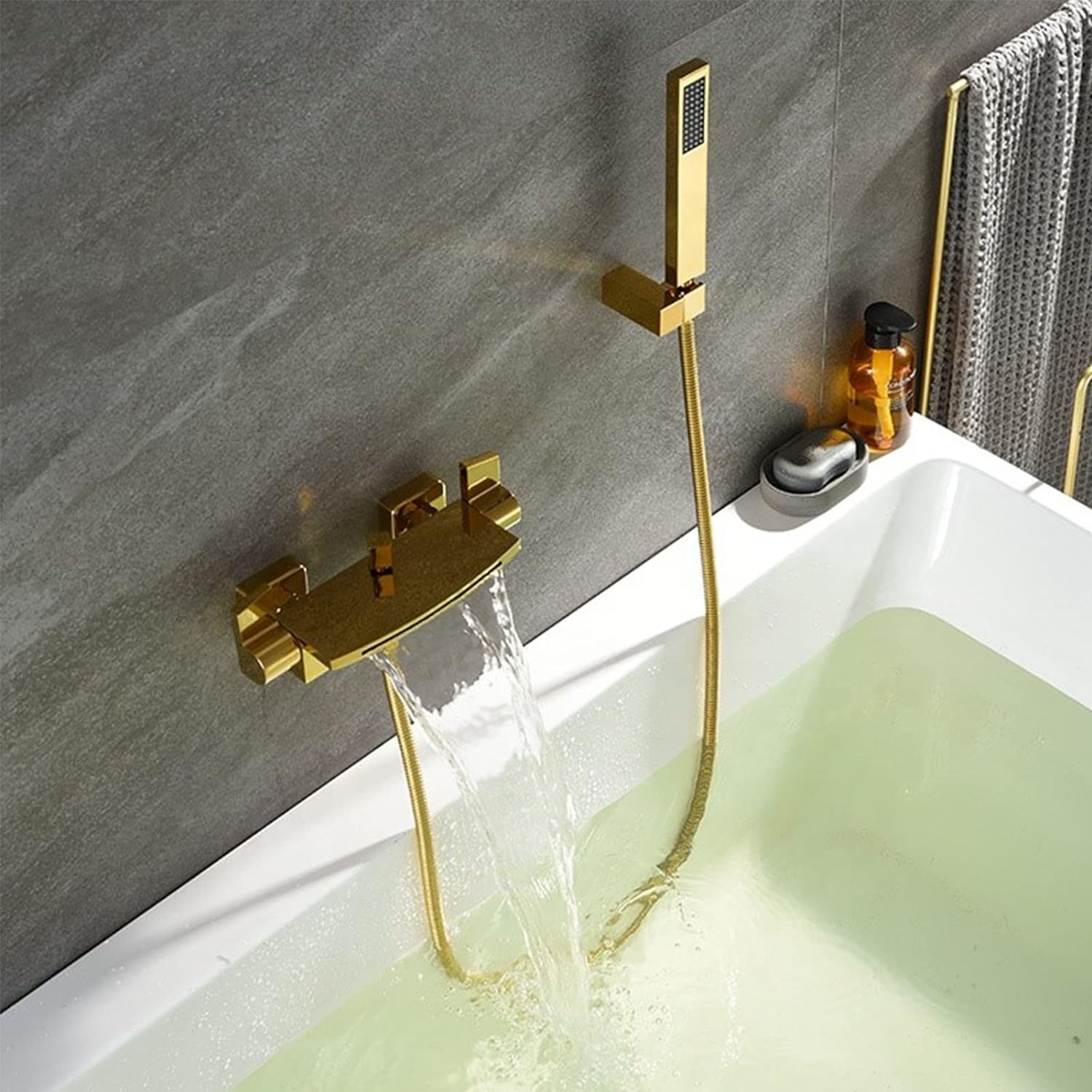 Westhafen - Modern Waterfall Shower Bathtub Wall Mounted Faucet Kit