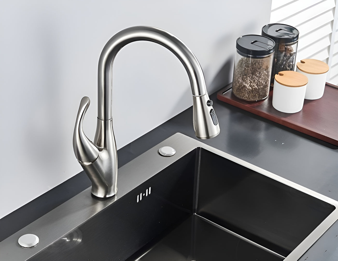 Halden - Deck Mounted Victorian Style Kitchen Faucet with Pull-Out Spo
